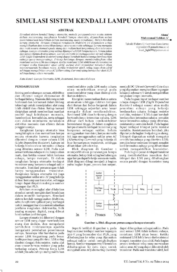 (PDF) Simulasi Sistem Kendali Lampu Otomatis