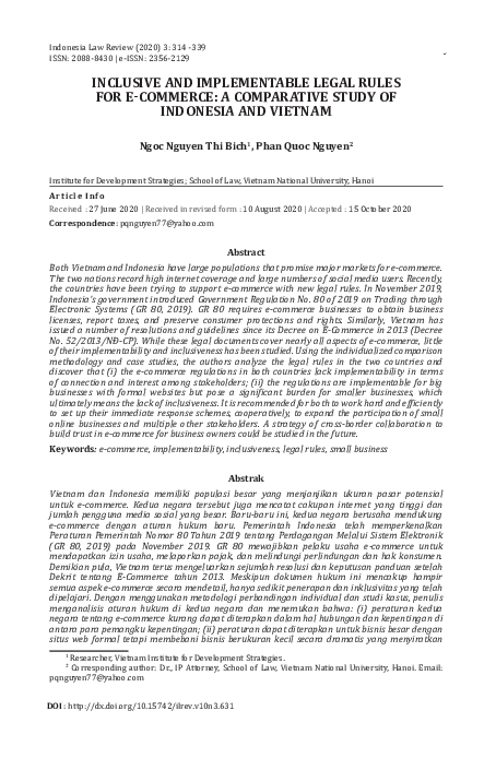 (PDF) Inclusive and Implementable Legal Rules for E-Commerce: A ...