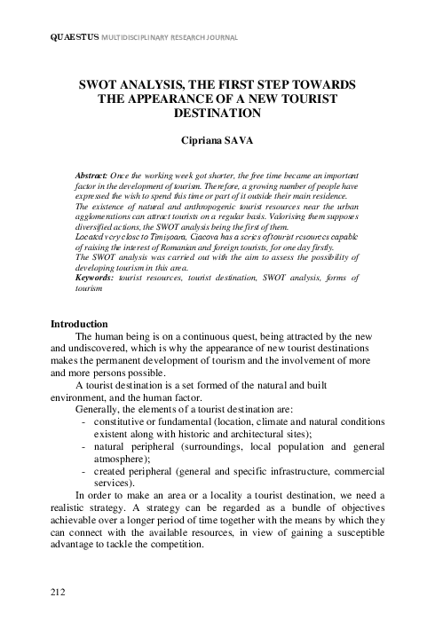(PDF) Swot Analysis, the First Step Towards the Appearance of a New ...