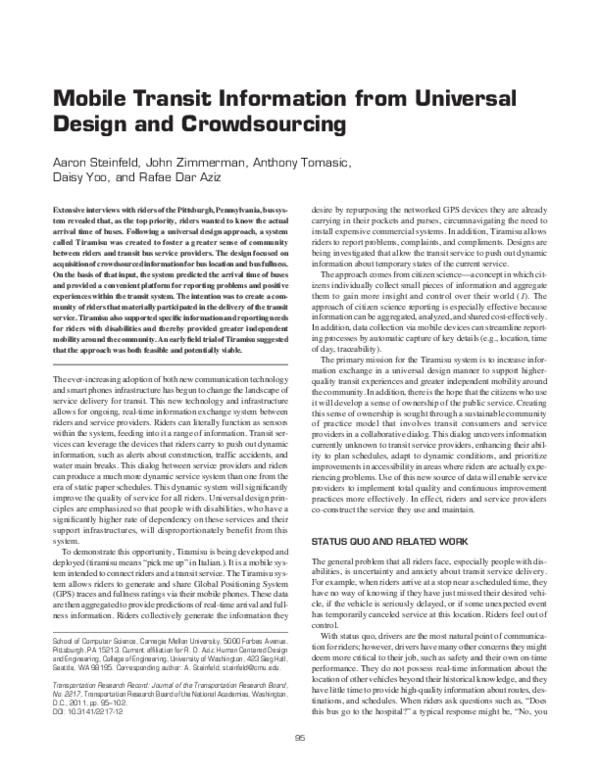 (PDF) Mobile Transit Information from Universal Design and Crowdsourcing