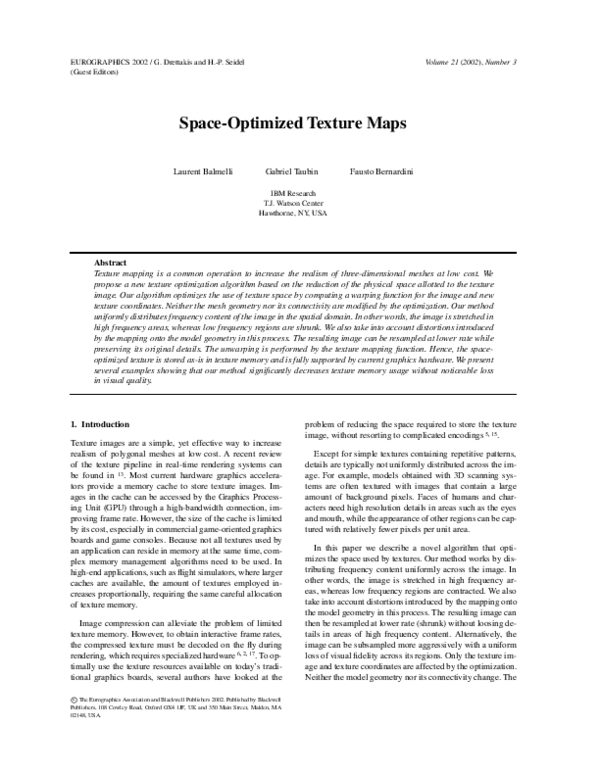 (PDF) Optimized Texture Mapping for Space Efficiency