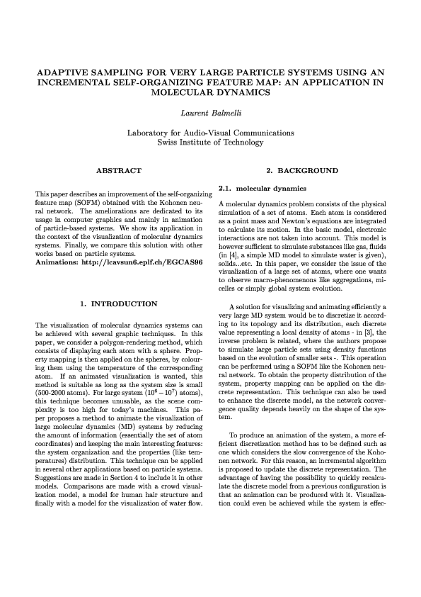 (PDF) Adaptive sampling of very large particle systems using an incremental SOFM
