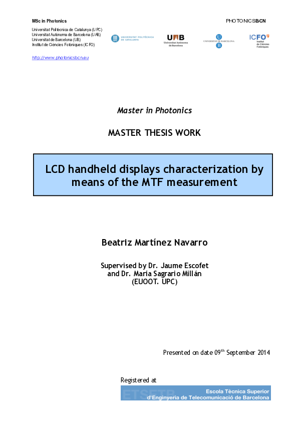 (PDF) Characterizing LCD Handheld Displays Using MTF Measurement