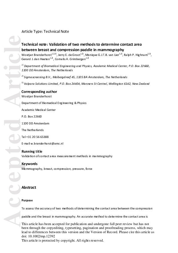 (PDF) Technical Note: Validation of two methods to determine contact ...