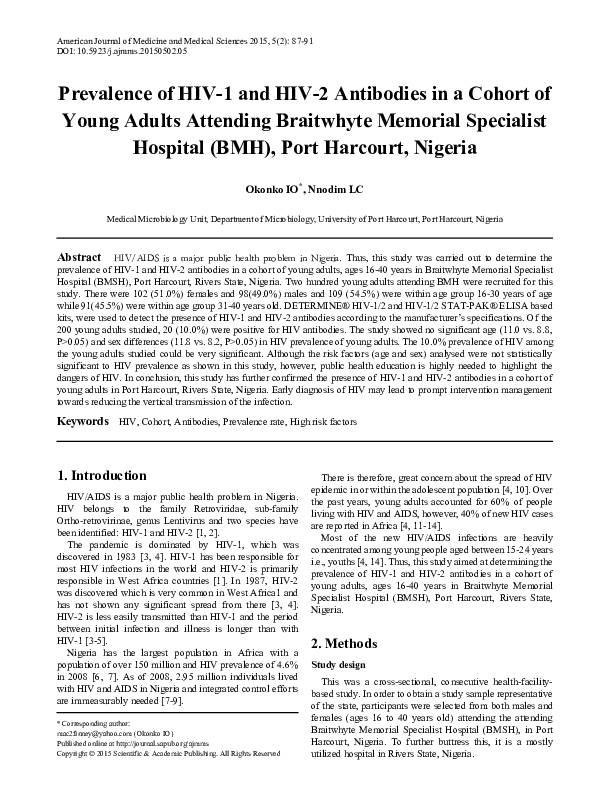 (PDF) A three-year review of the pattern of HIV infection among pregnant women attending ...