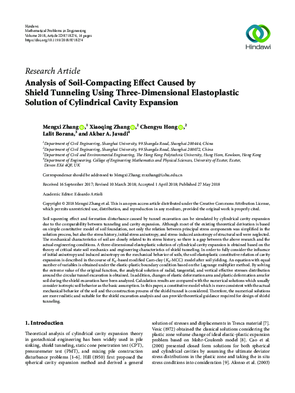 (PDF) Analysis of Soil-Compacting Effect Caused by Shield Tunneling ...