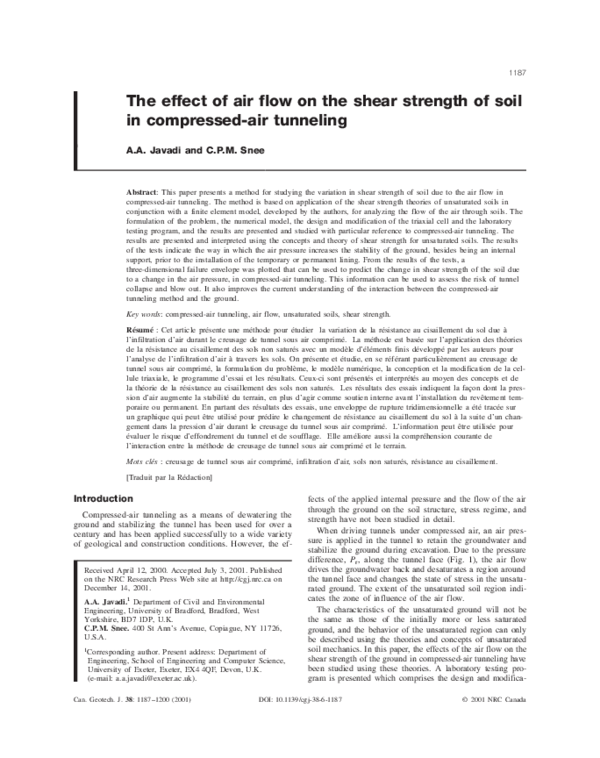 (PDF) The effect of air flow on the shear strength of soil in ...