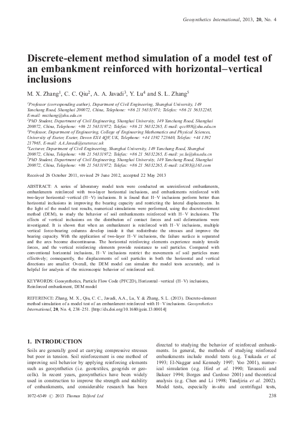 (PDF) Discrete-element method simulation of a model test of an ...