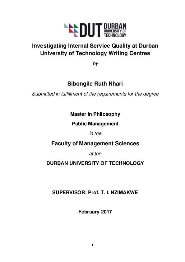 (PDF) Investigating internal service quality at Durban University of ...