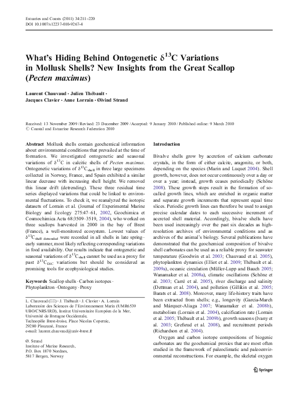 (PDF) What’s Hiding Behind Ontogenetic δ13C Variations in Mollusk ...