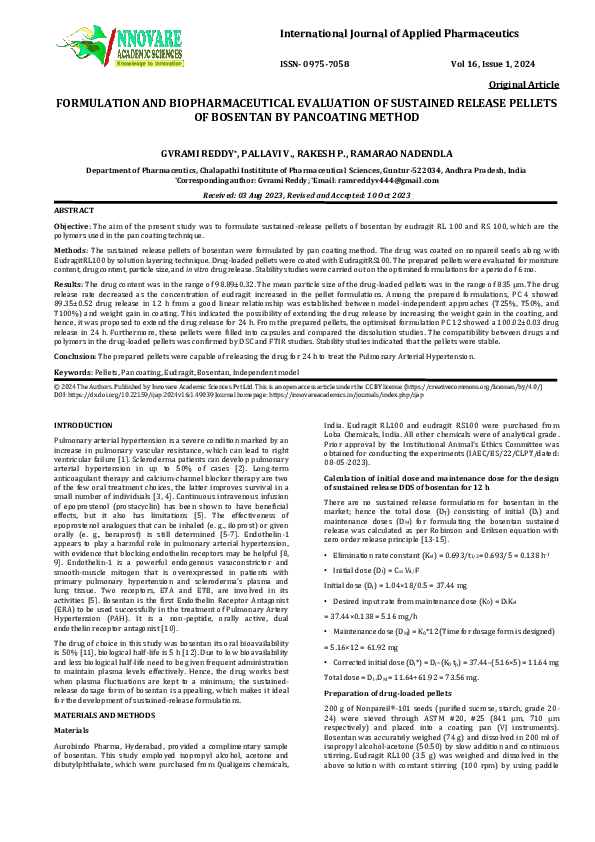 (PDF) FORMULATION AND BIOPHARMACEUTICAL EVALUATION OF SUSTAINED RELEASE ...