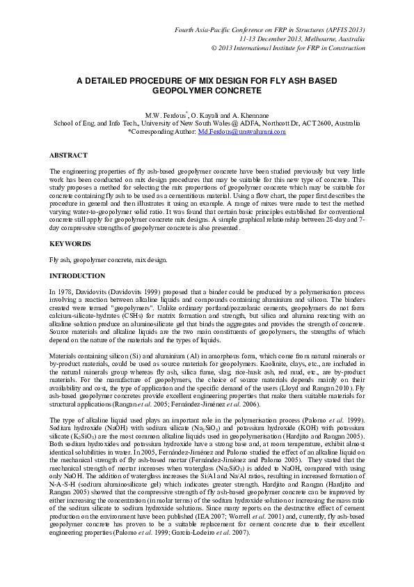 (PDF) A detailed procedure of mix design for fly ash based geopolymer ...