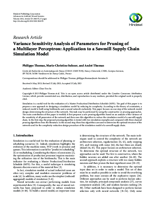 (PDF) Variance Sensitivity Analysis of Parameters for Pruning of a Multilayer Perceptron ...