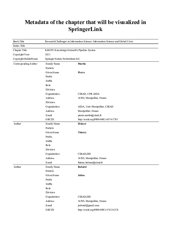 (PDF) KEOPS: Knowledge ExtractOr Pipeline System