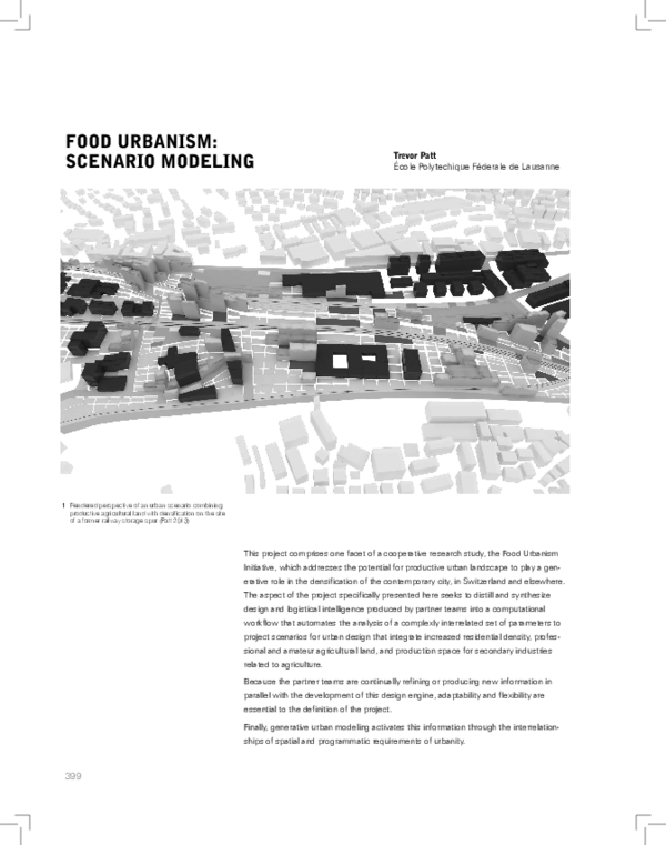 (PDF) Food Urbanism: Scenario Modeling