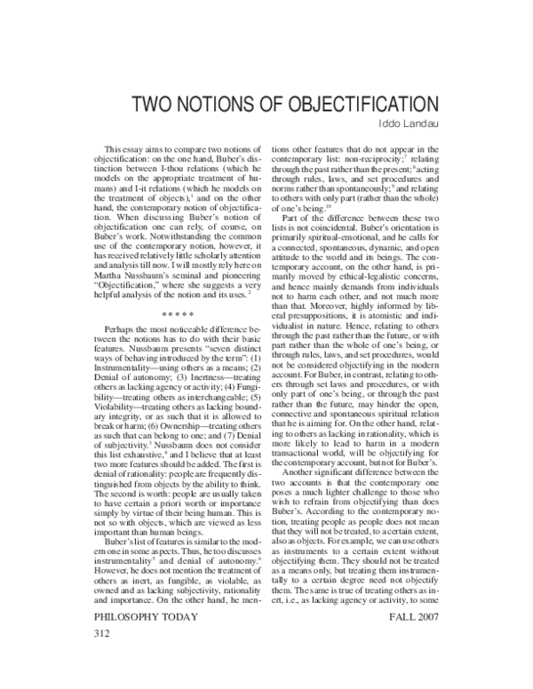 (PDF) TWO NOTIONS OF OBJECTIFICATION