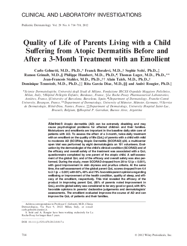 (PDF) Quality of Life of Parents Living with a Child Suffering from ...