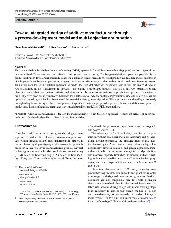(PDF) Toward integrated design of additive manufacturing through a ...