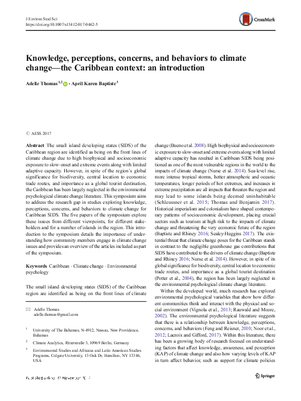 (PDF) Knowledge, perceptions, concerns, and behaviors—moving forward in the Caribbean context