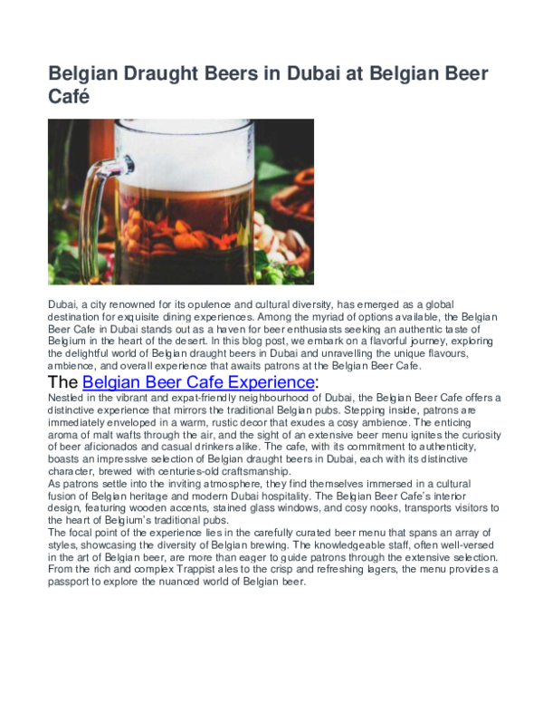 (PDF) Belgian Draught Beers in Dubai at Belgian Beer Café