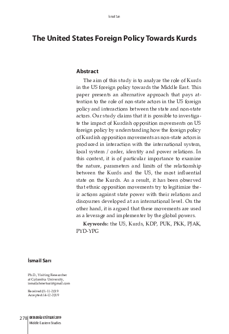 (PDF) The United States Foreign Policy Towards Kurds