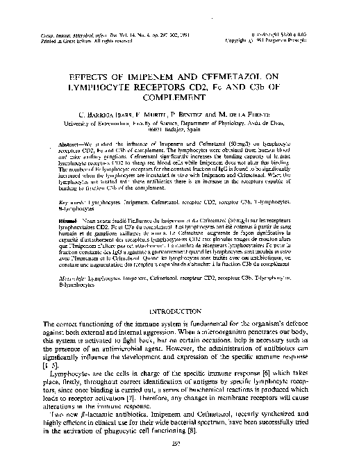 (PDF) Effects of Imipenem and Cefmetazol on lymphocyte receptors CD2 ...