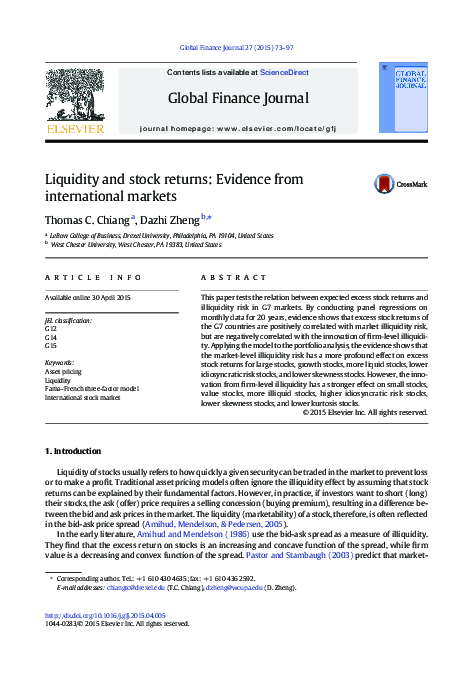 (PDF) Liquidity and stock returns: Evidence from international markets