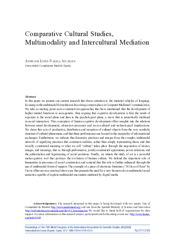 (PDF) Comparative Cultural Studies, Multimodality and intercultural ...