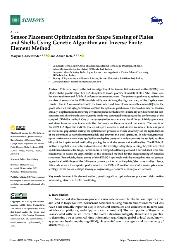 (PDF) Sensor Placement Optimization for Shape Sensing of Plates and ...