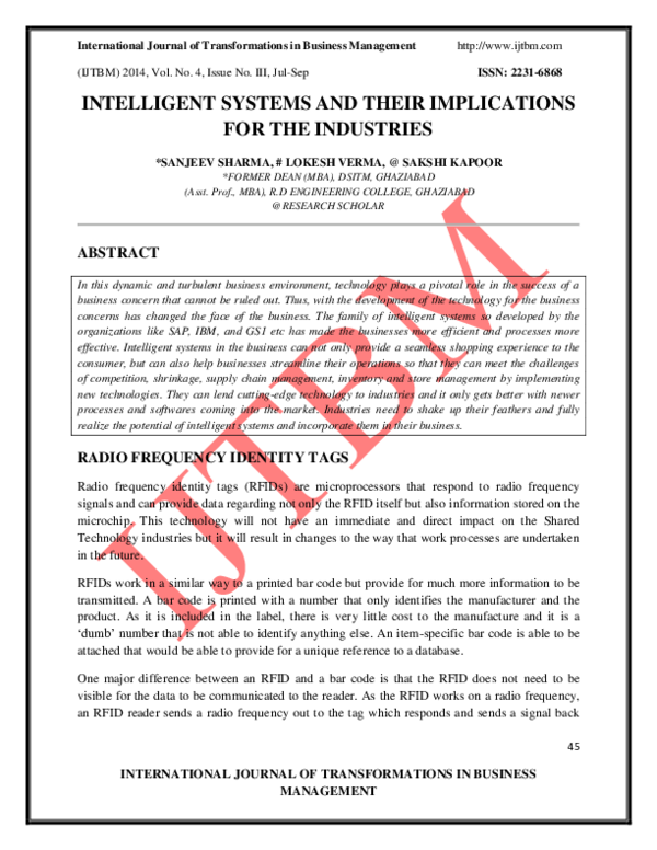 (PDF) International Journal of Transformations in Business Management Intelligent Systems and ...