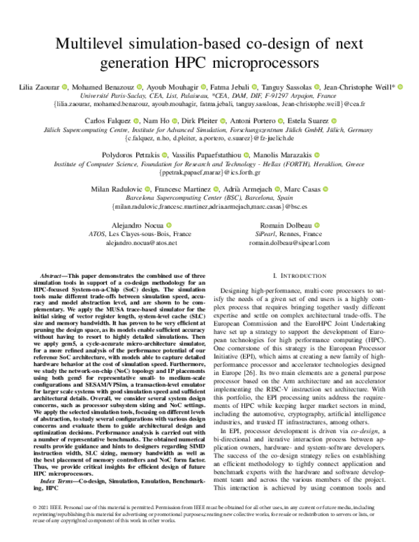 (PDF) Multilevel simulation-based co-design of next generation HPC microprocessors