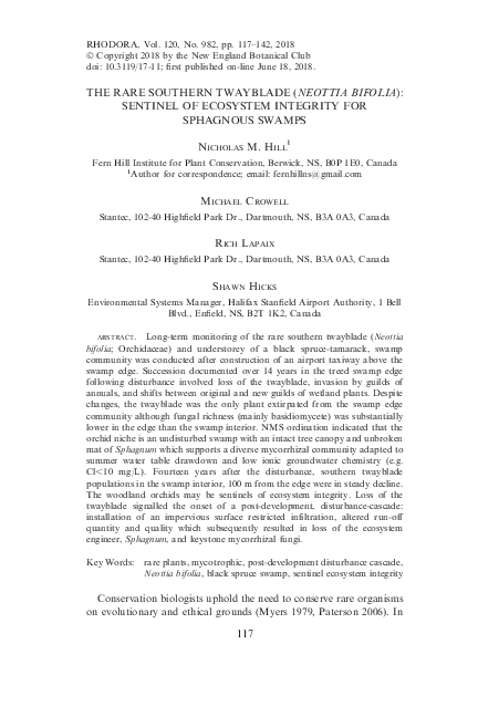 (PDF) The Rare Southern Twayblade (Neottia bifolia): Sentinel of ...