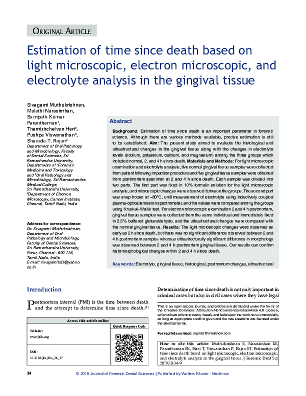 (PDF) Estimation of time since death based on light microscopic ...