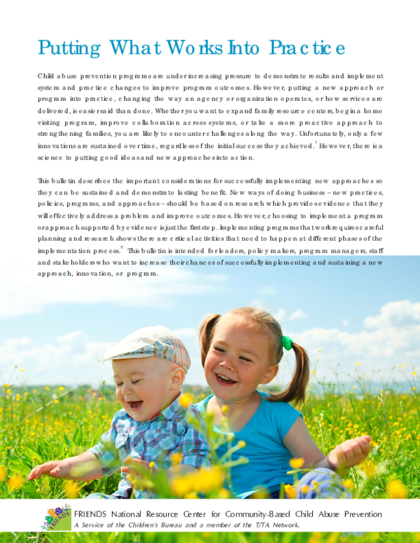 (PDF) Putting what works into practice
