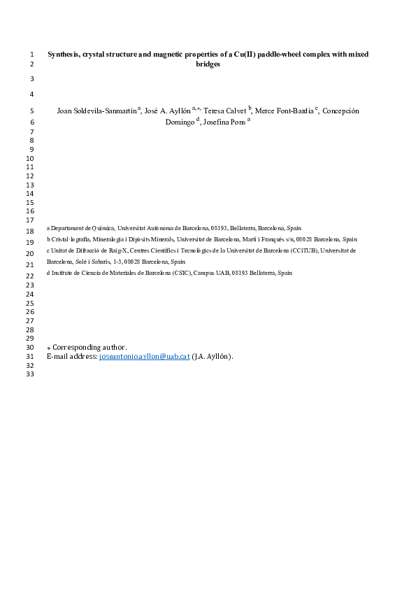 (PDF) Synthesis, crystal structure and magnetic properties of a Cu(II ...