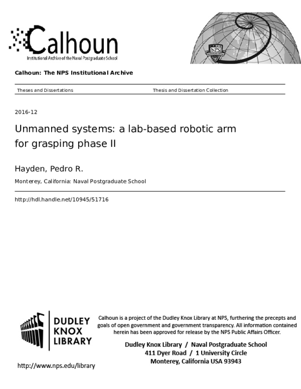 (PDF) Unmanned Systems: A Lab Based Robotic Arm For Grasping Phase II