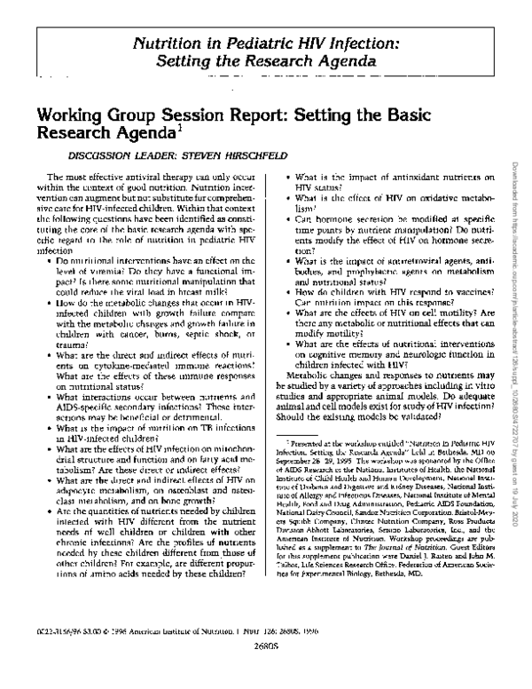 (PDF) Working Group Session Report: Setting the Basic Research Agenda ...