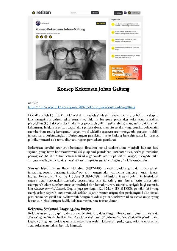 (PDF) Konsep Kekerasan Johan Galtung