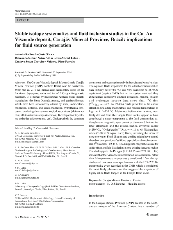 (PDF) Stable isotope systematics and fluid inclusion studies in the Cu ...