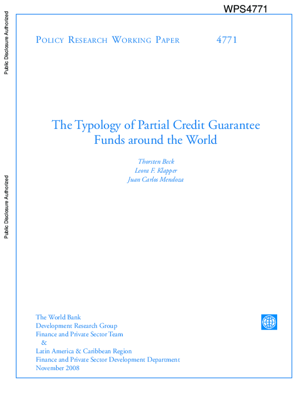 (PDF) The typology of partial credit guarantee funds around the world