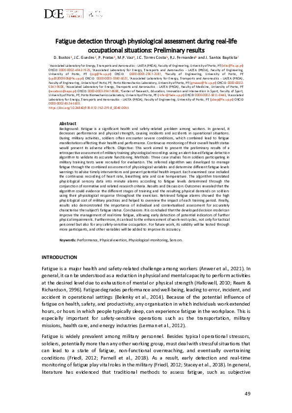 (PDF) Fatigue detection through physiological assessment during real ...