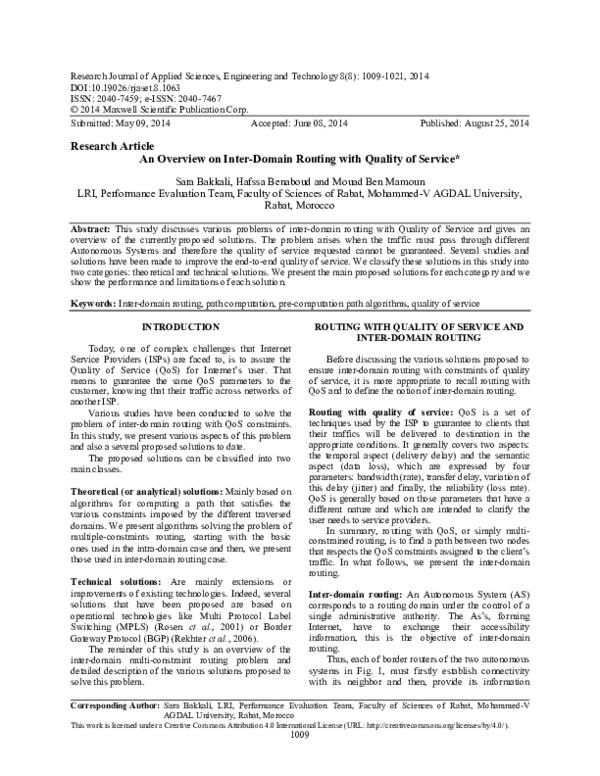 (PDF) An Overview on Inter-Domain Routing with Quality of Service*