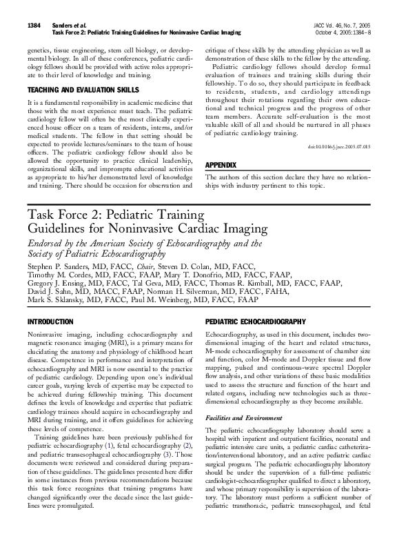 (PDF) Task Force 2: Pediatric Training Guidelines for Noninvasive ...