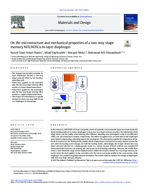 (PDF) On the microstructure and mechanical properties of a two-way shape memory NiTi/NiTiCu bi ...