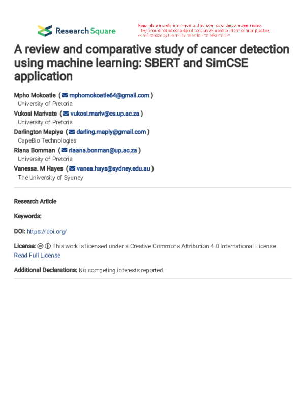 (PDF) A review and comparative study of cancer detection using machine ...
