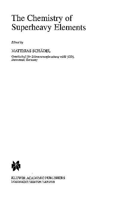 (PDF) The Chemistry of Superheavy Elements
