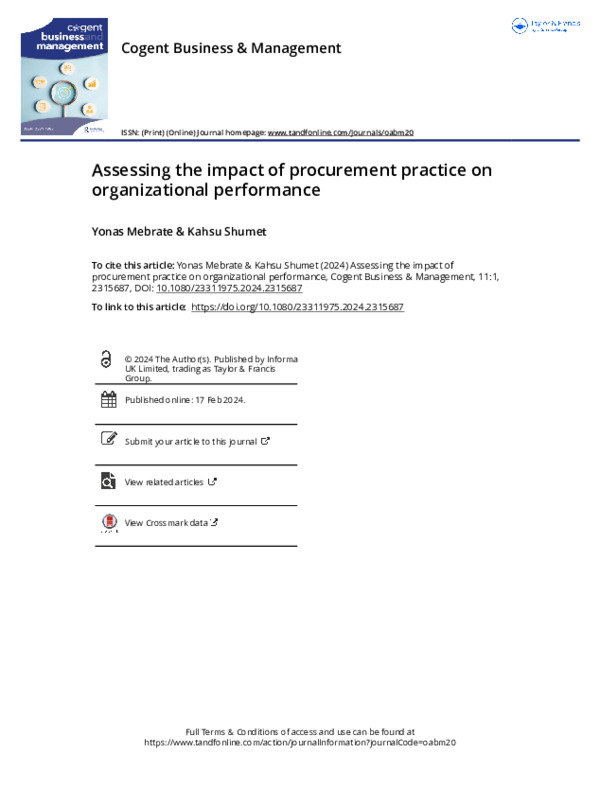 (PDF) Assessing the impact of procurement practice on organizational performance