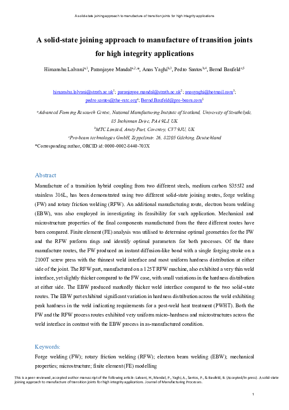 (PDF) A solid-state joining approach to manufacture of transition ...