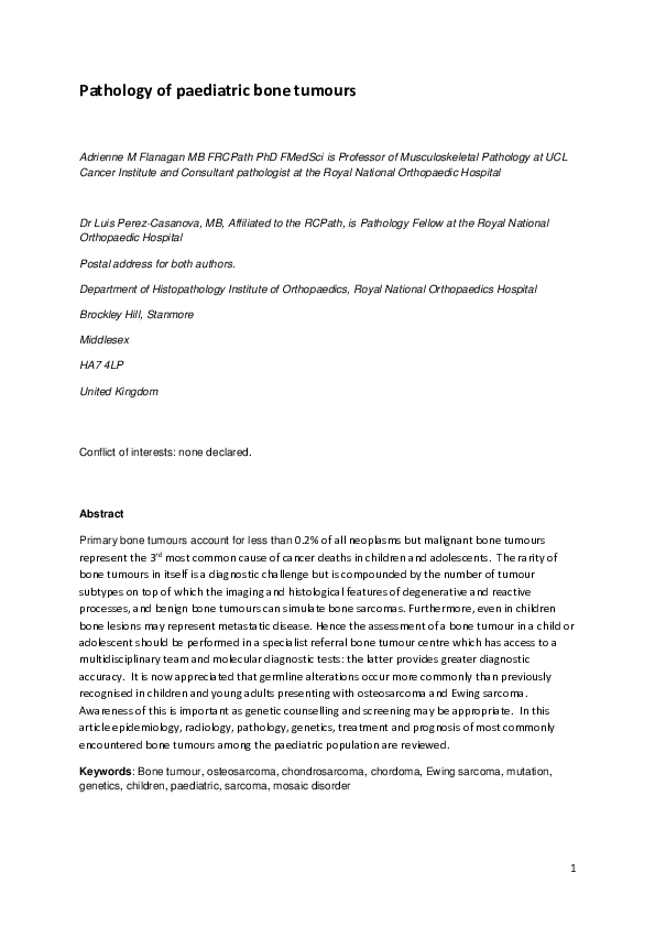 (PDF) Pathology of paediatric bone tumours | Luis Perez-Casanova ...