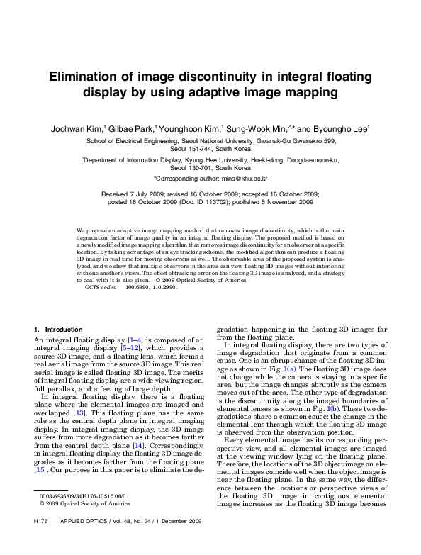 (PDF) Elimination of image discontinuity in integral floating display by using adaptive image ...